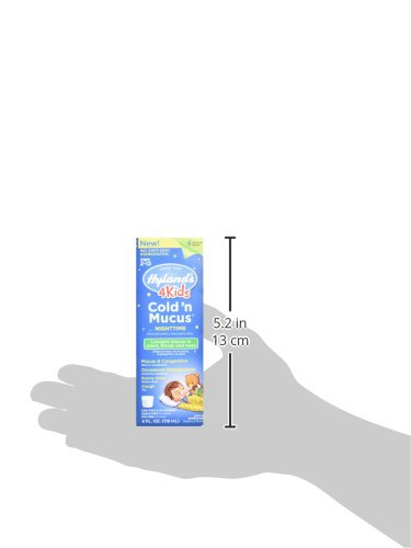 Cold Medicine for Kids Ages 2+ by Hyland's, Nighttime Cold 'n Mucus Relief Liquid, Natural Relief of Mucus & Congestion, Runny Nose, Cough, 4 Ounces