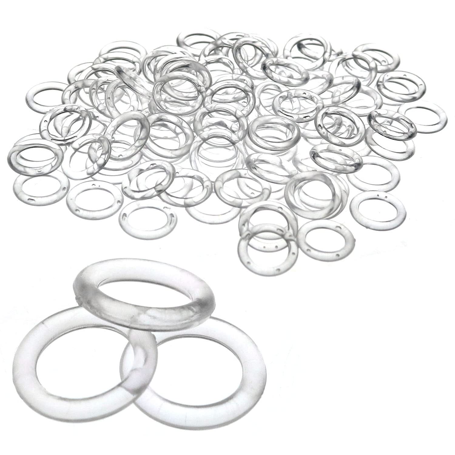Cafe Curtain Ring ZZLZX 100PCS Clear Plastic Rings, O-Rings for Roman Shades, Roman Blind Curtain Rings