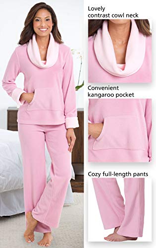PajamaGram Women's Pajamas Super Soft - Fleece Pajamas Women, Pink, S, 4-6