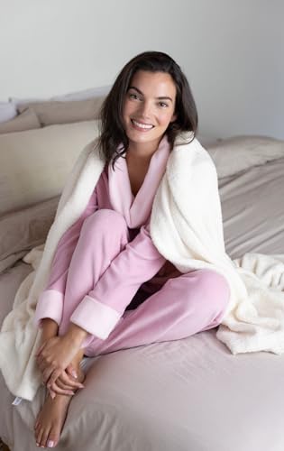 PajamaGram Women's Pajamas Super Soft - Fleece Pajamas Women, Pink, S, 4-6