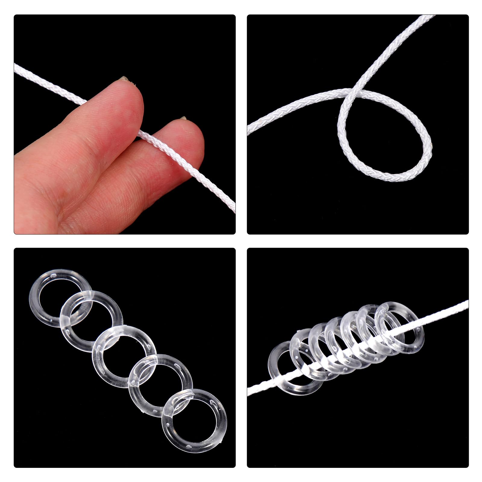 Uonlytech Curtain Accessories White Curtain Roman Window Shades White Blinds 1 Set Blinds Lifting Rope Roman Ring Replacement Roman Blind Curtain String Roman Shade Repair Roman Shade Kit