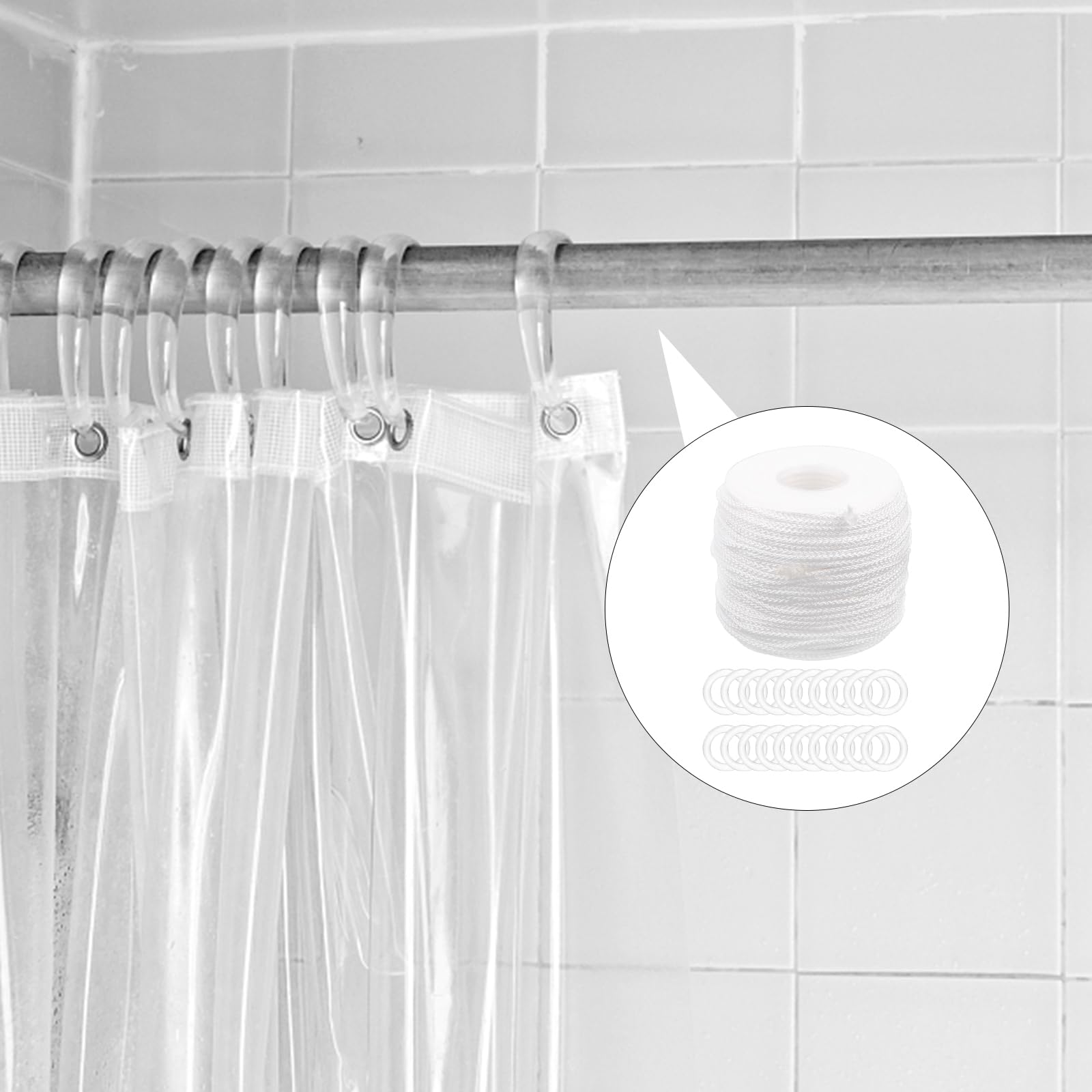 Uonlytech Curtain Accessories White Curtain Roman Window Shades White Blinds 1 Set Blinds Lifting Rope Roman Ring Replacement Roman Blind Curtain String Roman Shade Repair Roman Shade Kit