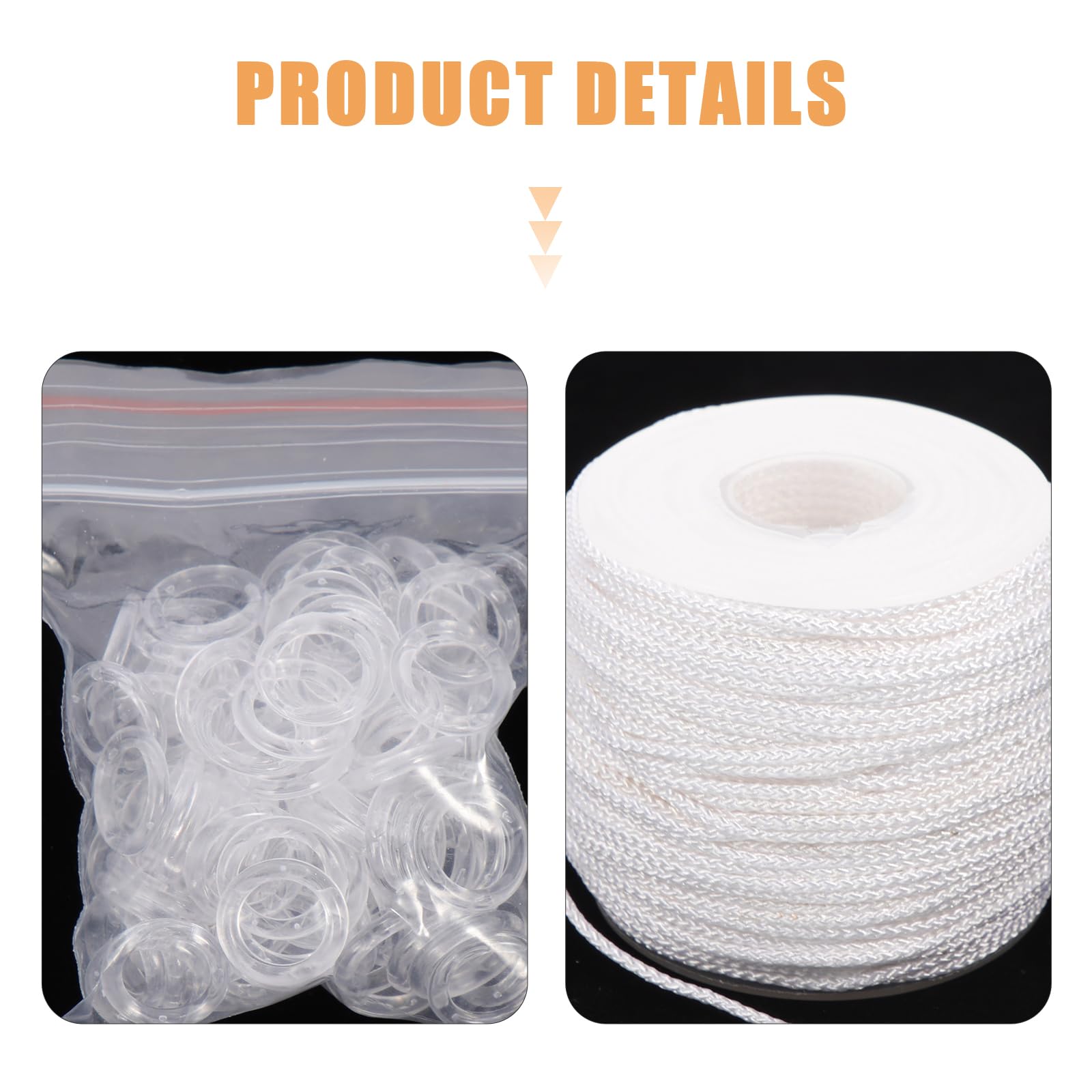 Uonlytech Curtain Accessories White Curtain Roman Window Shades White Blinds 1 Set Blinds Lifting Rope Roman Ring Replacement Roman Blind Curtain String Roman Shade Repair Roman Shade Kit