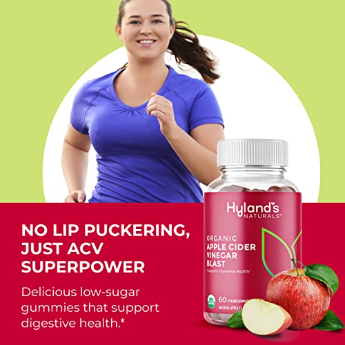 Hyland's Naturals Organic Apple Cider Vinegar Blast Gummies, Digestive Health Support, 60 Vegan ACV Gummies (30 Days)