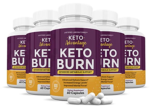 (5 Pack) Keto Advantage Keto Burn Pills Includes Apple Cider Vinegar goBHB Exogenous Ketones Advanced Ketogenic Supplement Ketosis Support for Men Women 300 Capsules