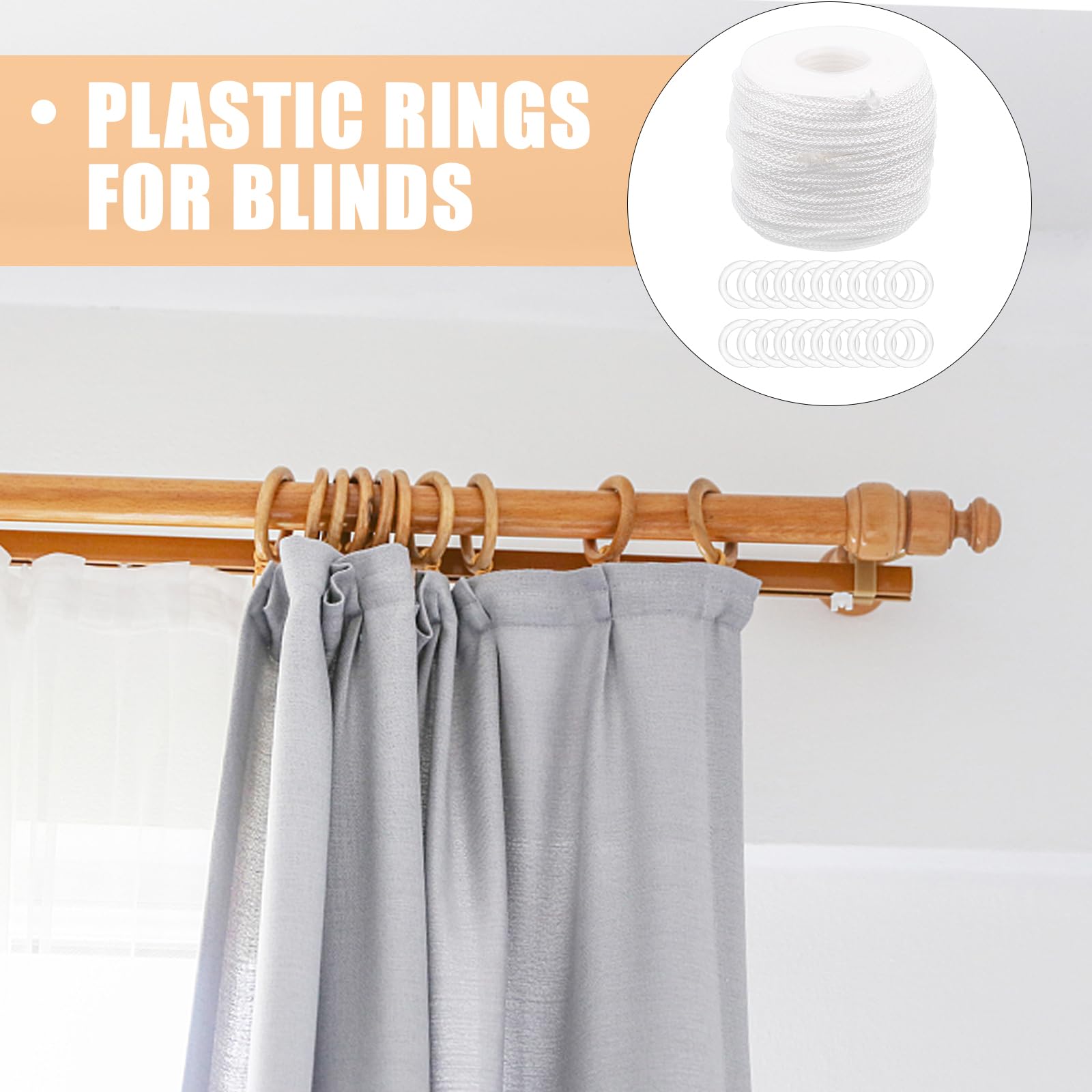 Uonlytech Curtain Accessories White Curtain Roman Window Shades White Blinds 1 Set Blinds Lifting Rope Roman Ring Replacement Roman Blind Curtain String Roman Shade Repair Roman Shade Kit