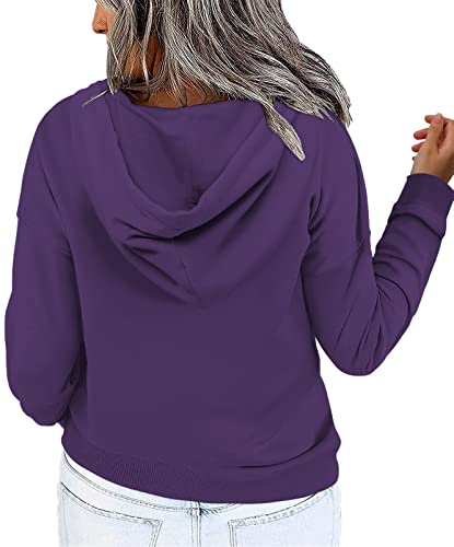 VISLILY Womens Plus Size Hoodies Fashion Pullover Sweatshirts with Pockets Xl Purple 16W