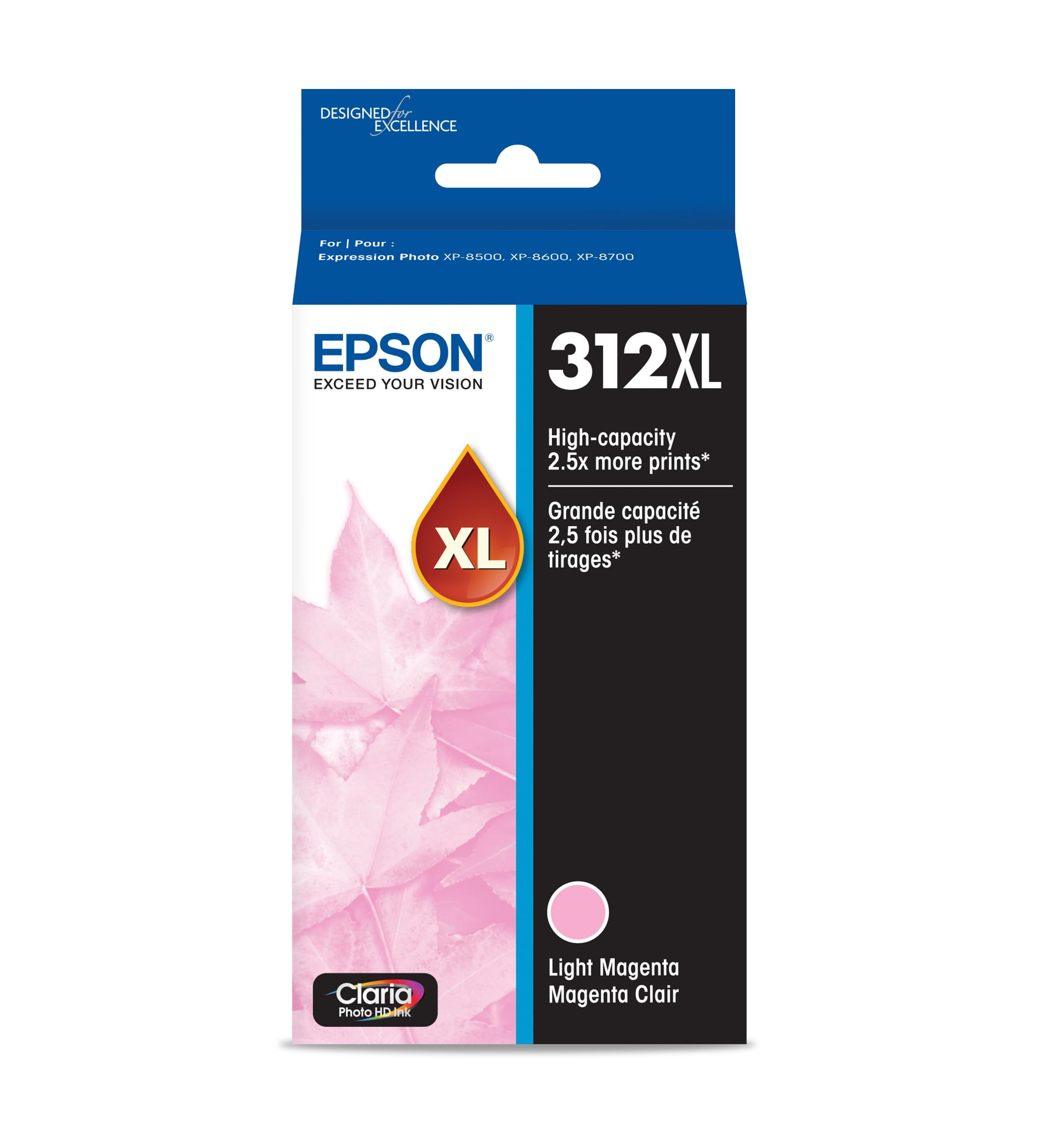 EPSON T312 Claria Photo HD -Ink High Capacity Light Magenta -Cartridge (T312XL620-S) for select Epson Expression Photo Printers