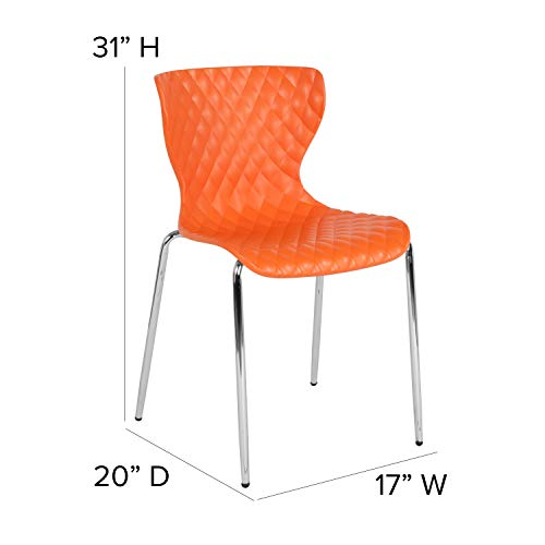 Flash Furniture Lowell Contemporary Design Orange Plastic Stack Chair
