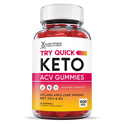 Justified Laboratories (5 Pack) Try Quick Keto ACV Gummies 1000MG with Pomegranate Juice Beet Root B12 300 Gummys
