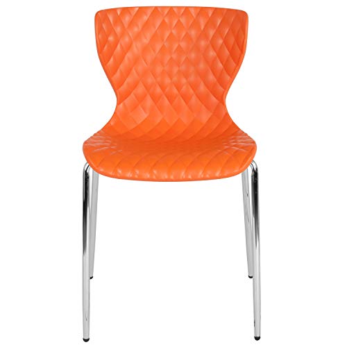 Flash Furniture Lowell Contemporary Design Orange Plastic Stack Chair