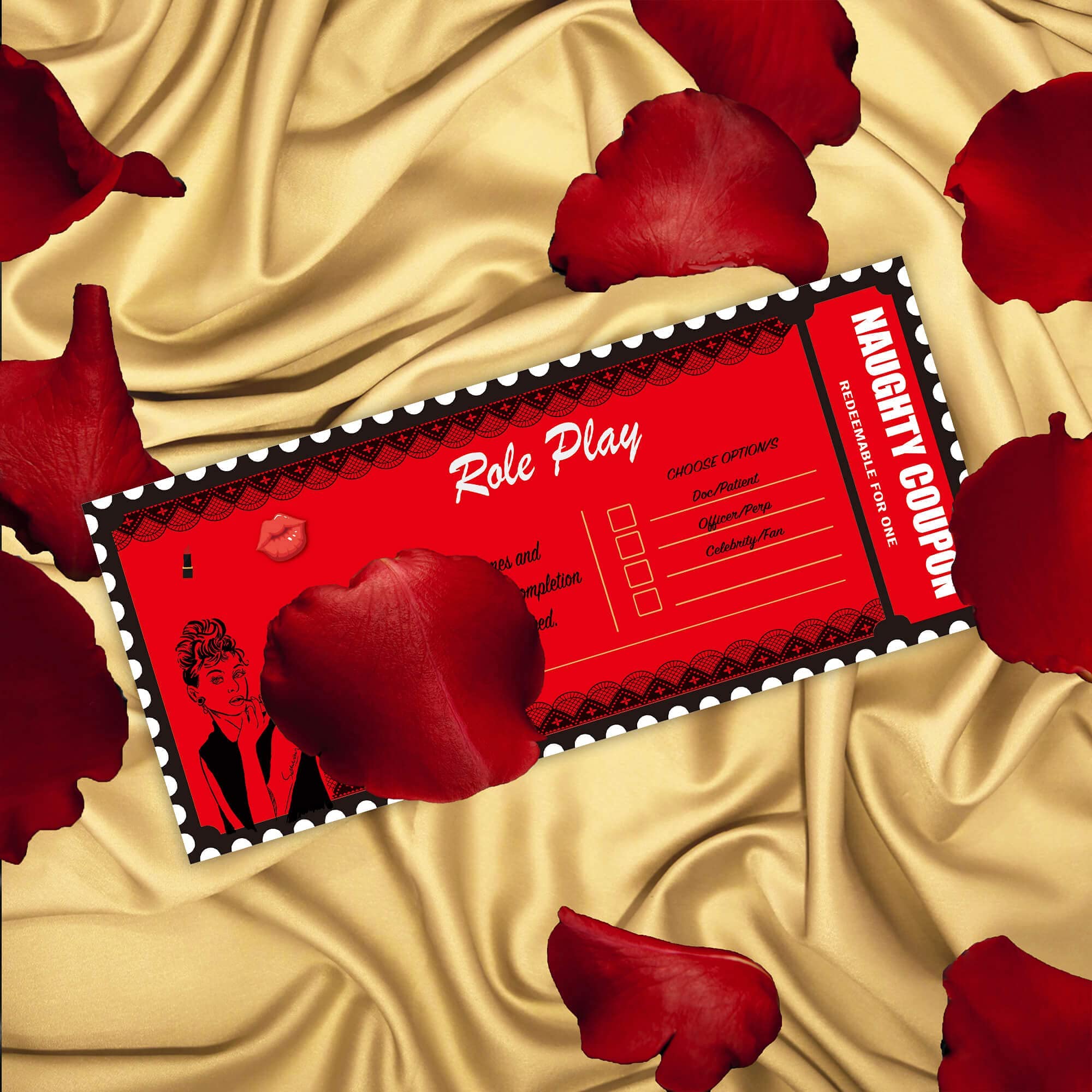 Juccybe Love Naughty Coupons, 20 Pack, Red Lip, Unisex-Adults, Multicolor, Occasions like Valentine's Day, Wedding, Christmas