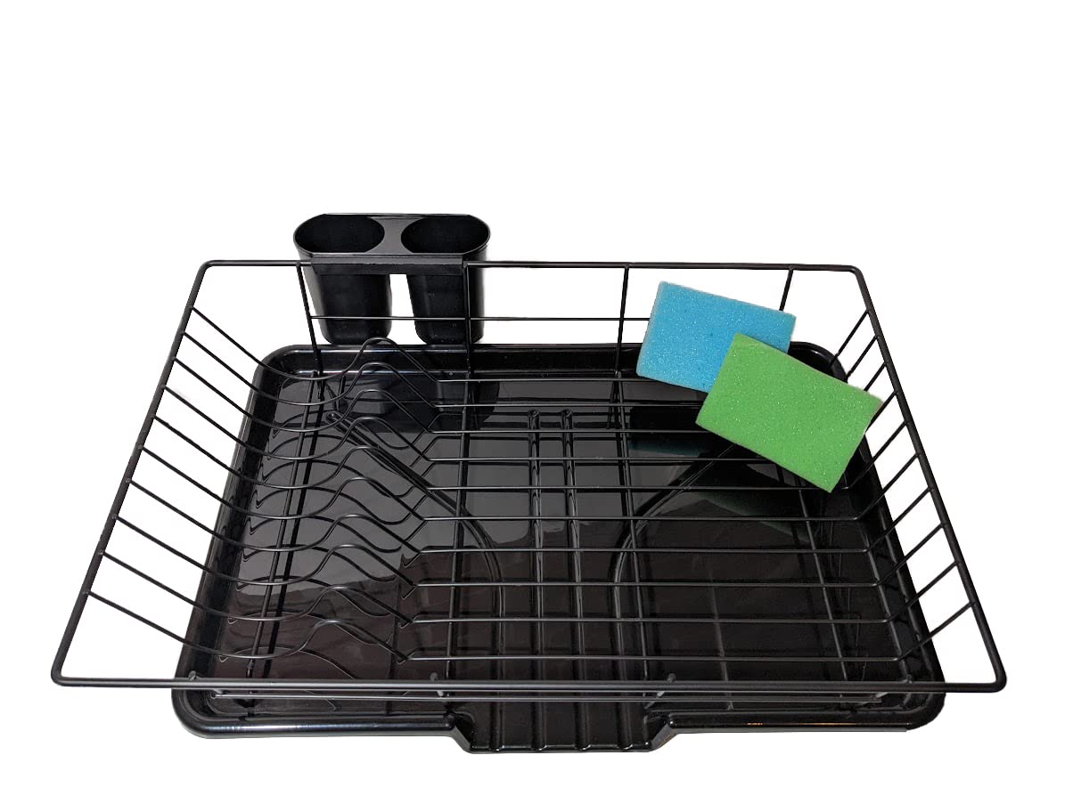 3 Pc Black Dish Drying Rack Set | Dish Rack | Sink Drying Rack | Dish Drainer | Sink Dish Rack (Matt Black)