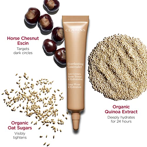 Clarins Everlasting Concealer | Full Coverage, Crease-Free Formula Conceals Dark Circles and Imperfections | Long-Wearing, Matte Finish | Transfer-Proof, Sweat-Proof and Smudge-Proof | 0.4 Ounces