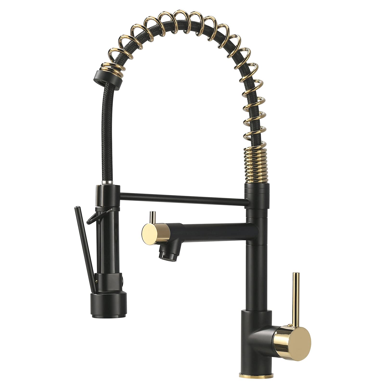 AIMADI Kitchen Faucet,Black Kitchen Faucet with Sprayer,Commercial Style Matte Black Faucet Kitchen Single Handle Single Hole Kitchen Sink Faucet