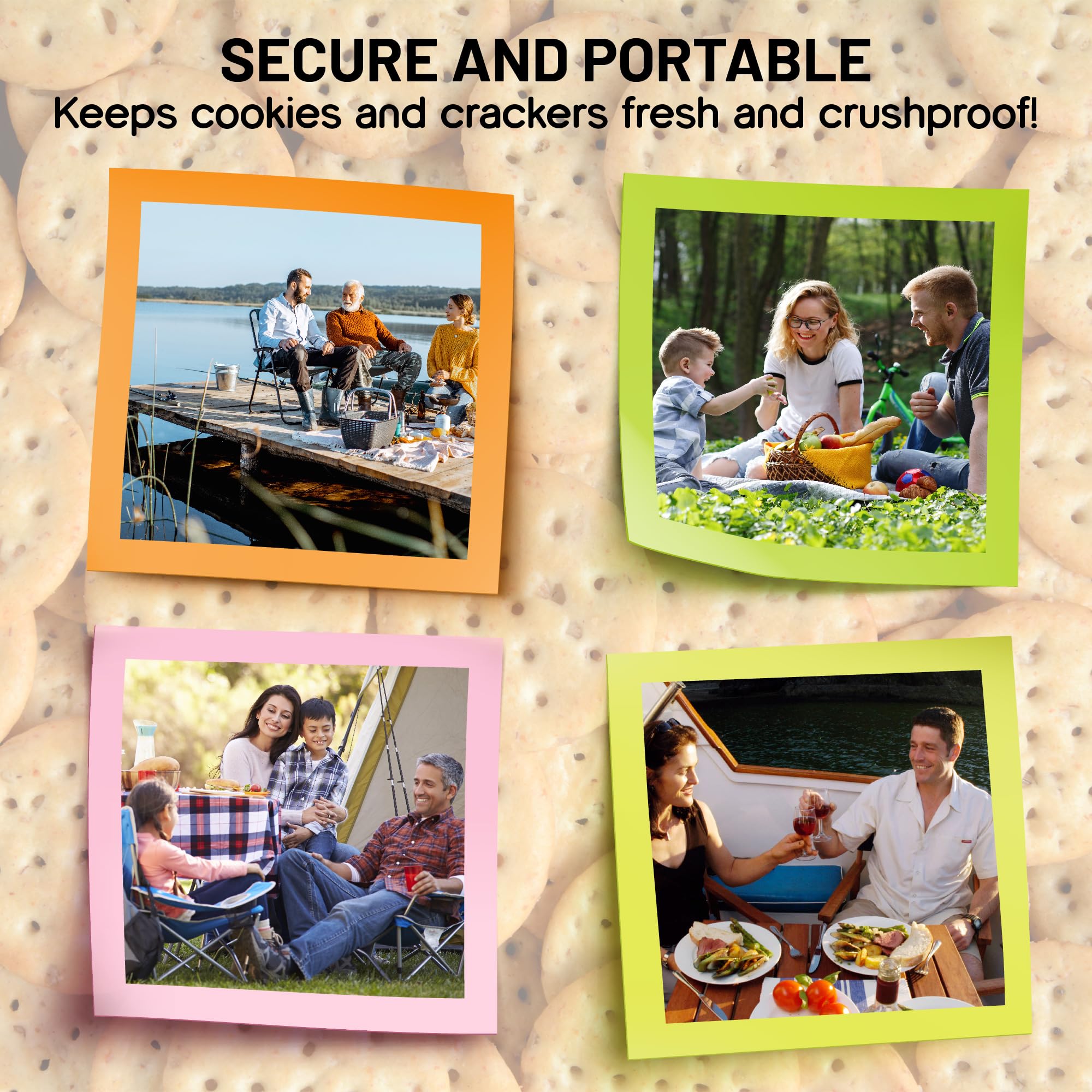 Stay Fresh Cracker Container Set β Kitchen Discovery β Round and Square Sizes for No-Crush Saltine, Cracker, and Cookie Storage β Retains Just-Opened Crispness and Flavor