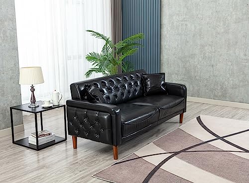 Black PU Waiting Room Chairs Sofa Conference Room Chairs, Office Reception Chairs Waiting Room Bench Guest Chairs, Office Guest Chairs Side Reception Chairs Sofa for Breakroom/Lobby/Events/Church