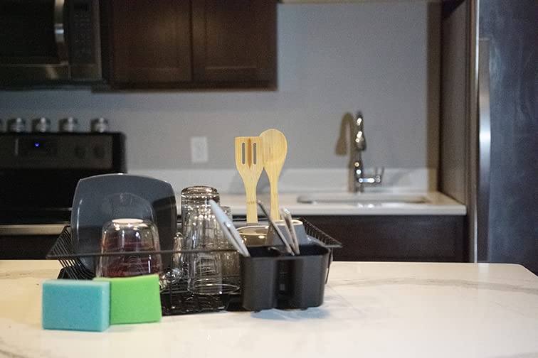 3 Pc Black Dish Drying Rack Set | Dish Rack | Sink Drying Rack | Dish Drainer | Sink Dish Rack (Matt Black)