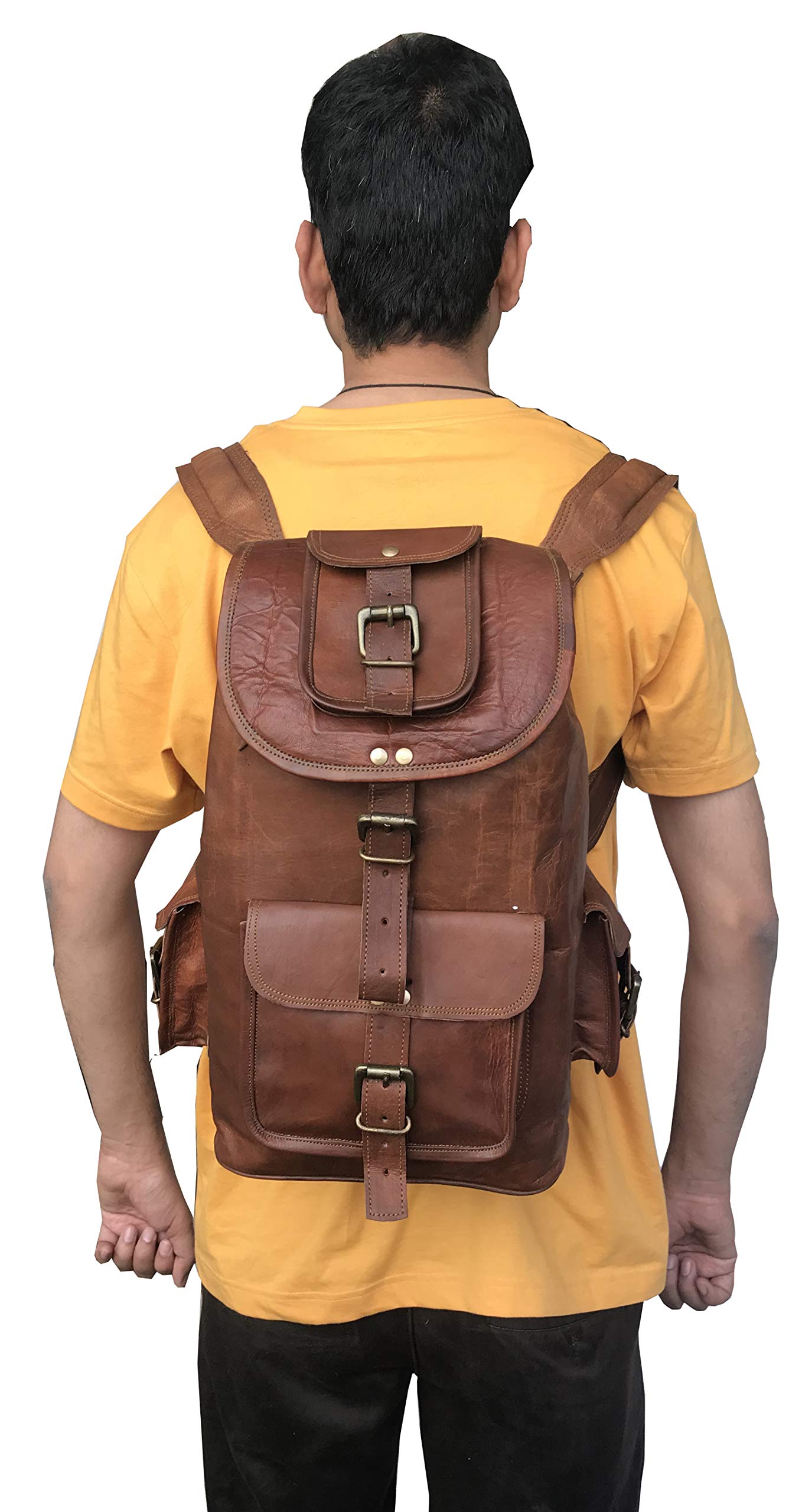 cuero 22" Leather Backpack Travel rucksack knapsack daypack Bag for men women