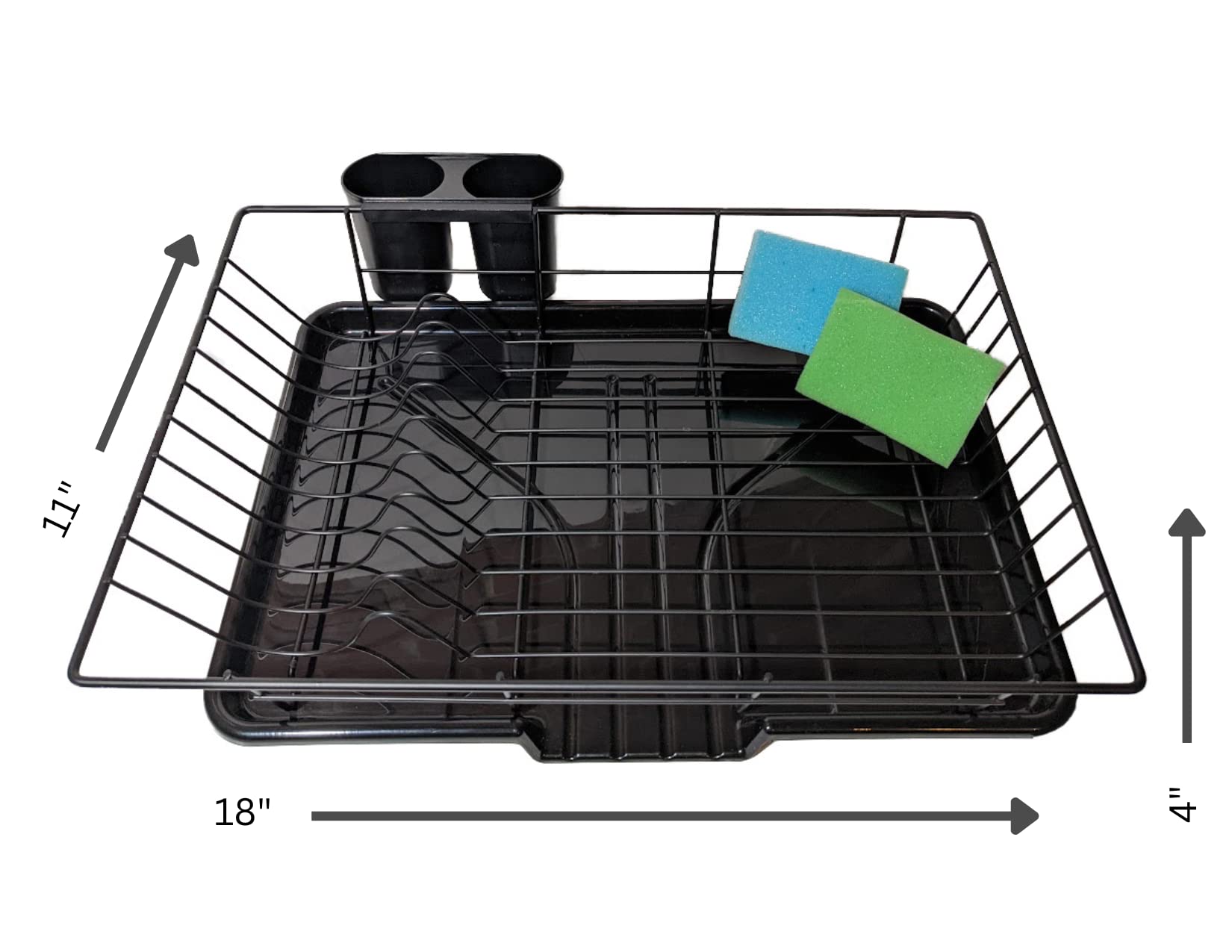 3 Pc Black Dish Drying Rack Set | Dish Rack | Sink Drying Rack | Dish Drainer | Sink Dish Rack (Matt Black)