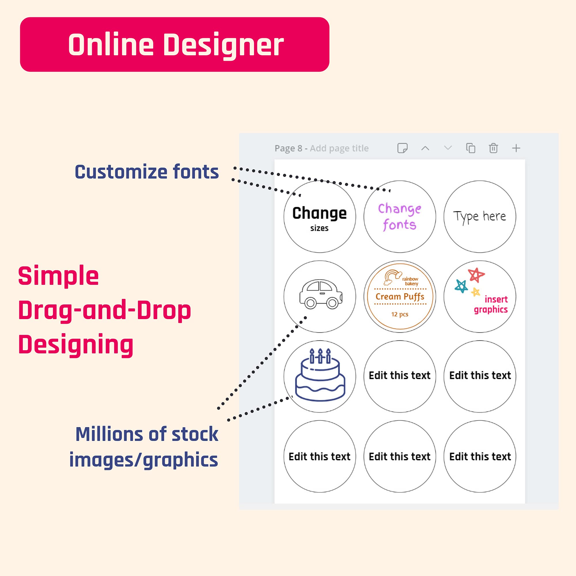 2" Round Matte White Sticker Label, Laser/Inkjet Printing - Letter Size, 30 Sheets