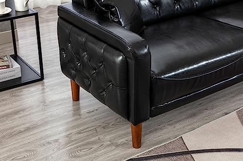 Black PU Waiting Room Chairs Sofa Conference Room Chairs, Office Reception Chairs Waiting Room Bench Guest Chairs, Office Guest Chairs Side Reception Chairs Sofa for Breakroom/Lobby/Events/Church