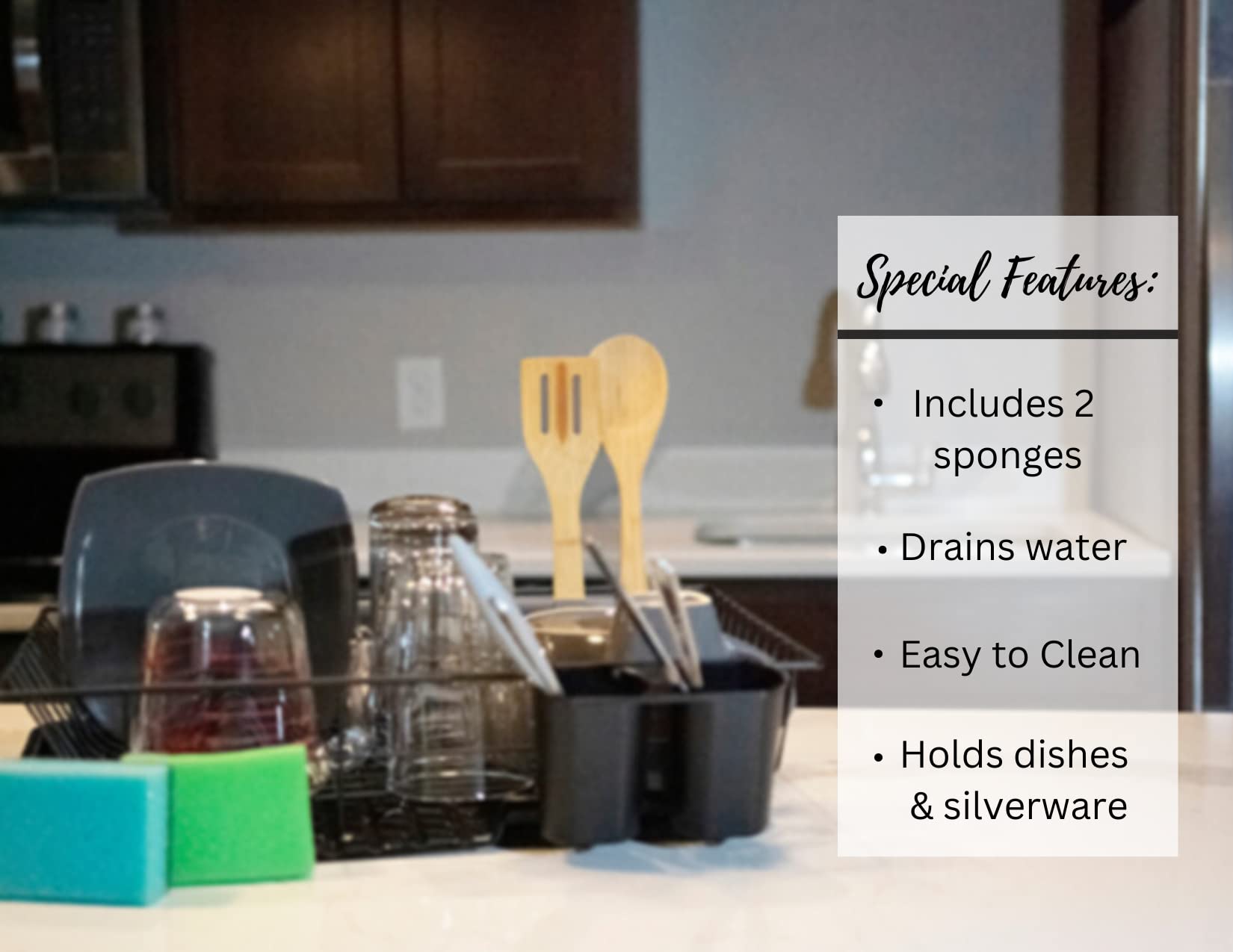 3 Pc Black Dish Drying Rack Set | Dish Rack | Sink Drying Rack | Dish Drainer | Sink Dish Rack (Matt Black)