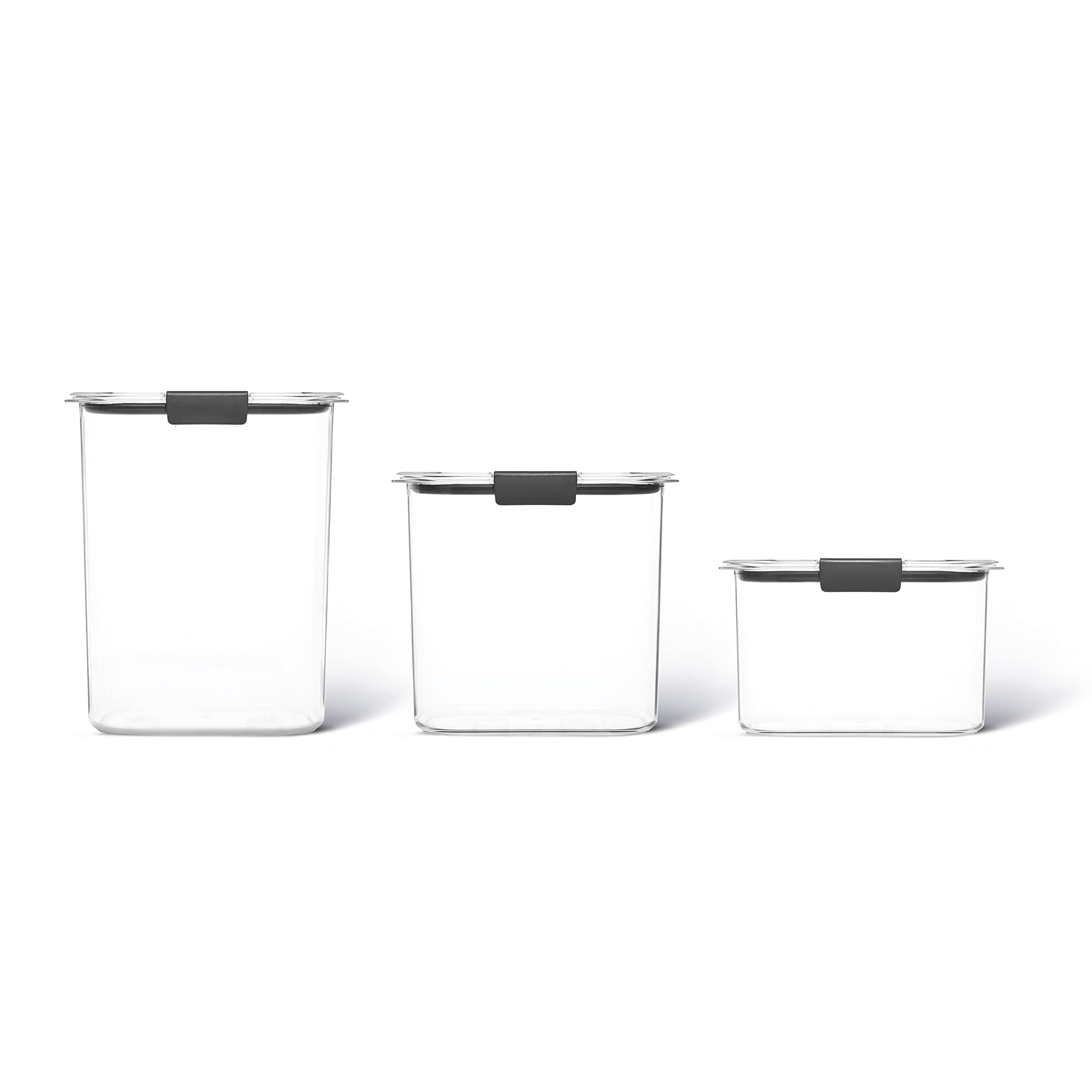 Rubbermaid 6-Piece Brilliance Food Storage Containers for Pantry with Lids for Flour, Sugar, and Pasta, Dishwasher Safe, Clear/Grey