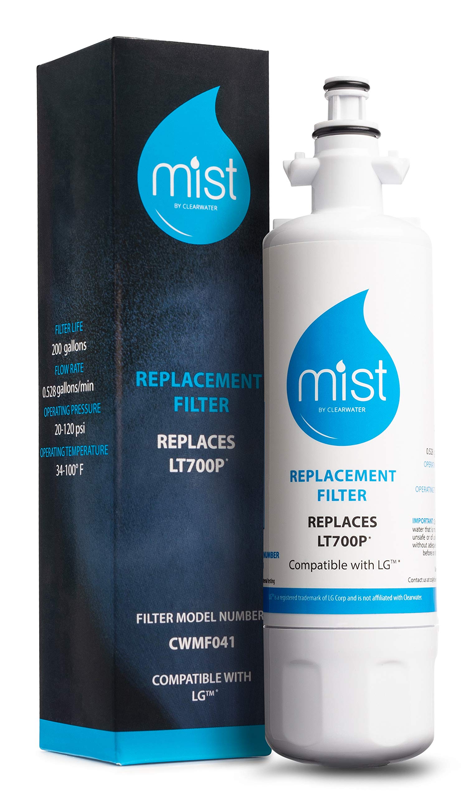 Mist LT700P Water Filter Replacement for LG ADQ36006101, Refrigerator Water Filter compatible with ADQ36006102, Kenmore Elite 9690, 46-9690, 469690, RFC 1200A, FML-3, LFX31925ST (1 Pack)