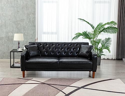 Black PU Waiting Room Chairs Sofa Conference Room Chairs, Office Reception Chairs Waiting Room Bench Guest Chairs, Office Guest Chairs Side Reception Chairs Sofa for Breakroom/Lobby/Events/Church