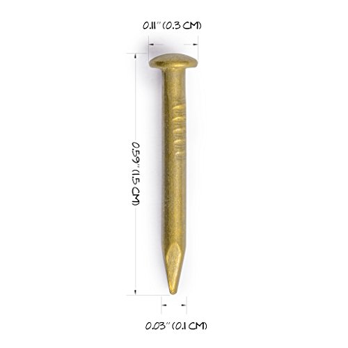 Hardware Philosophy Pure Brass Nails, 0.6 Inch, Bag of 100 - Architectural, Interior Design, Doors, Furniture Cabinet Customization Hardware