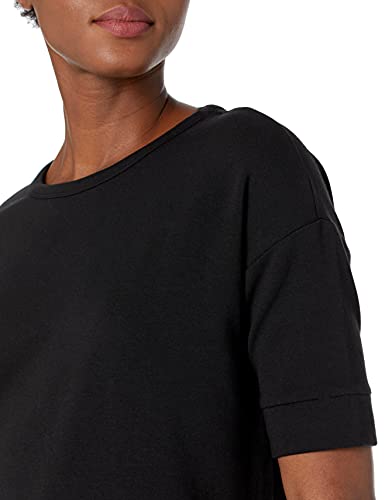 Daily Ritual Women's Terry Cotton and Modal Slouchy Short-Sleeve Sweatshirt, Black, Small
