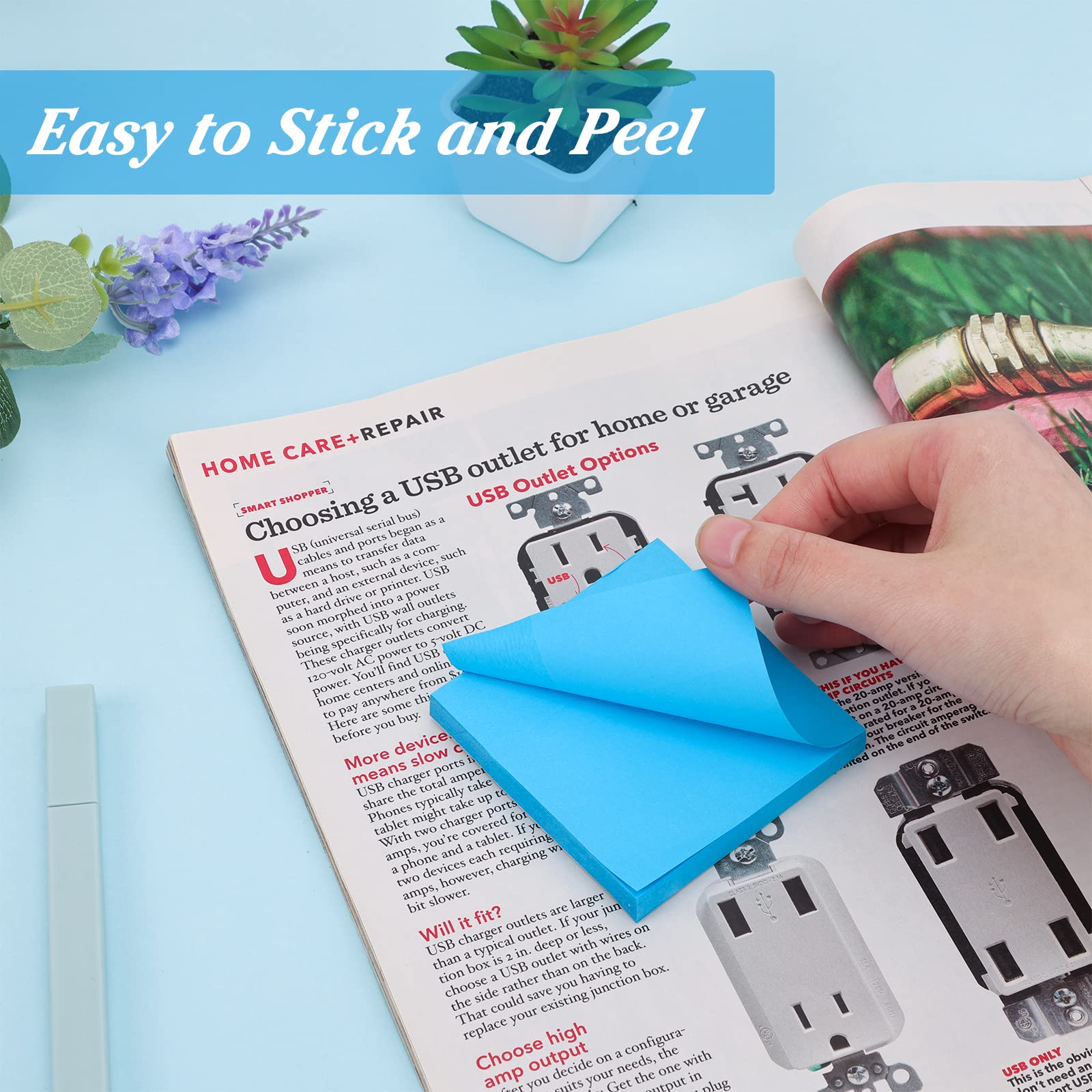 EOOUT 24 Pack Sticky Notes 3x3 Inches, Bright Colors Self-Stick Pads, Super Sticking Power Memo Pads, Easy to Post for Home, Office, Notebook, 84 Sheets/pad