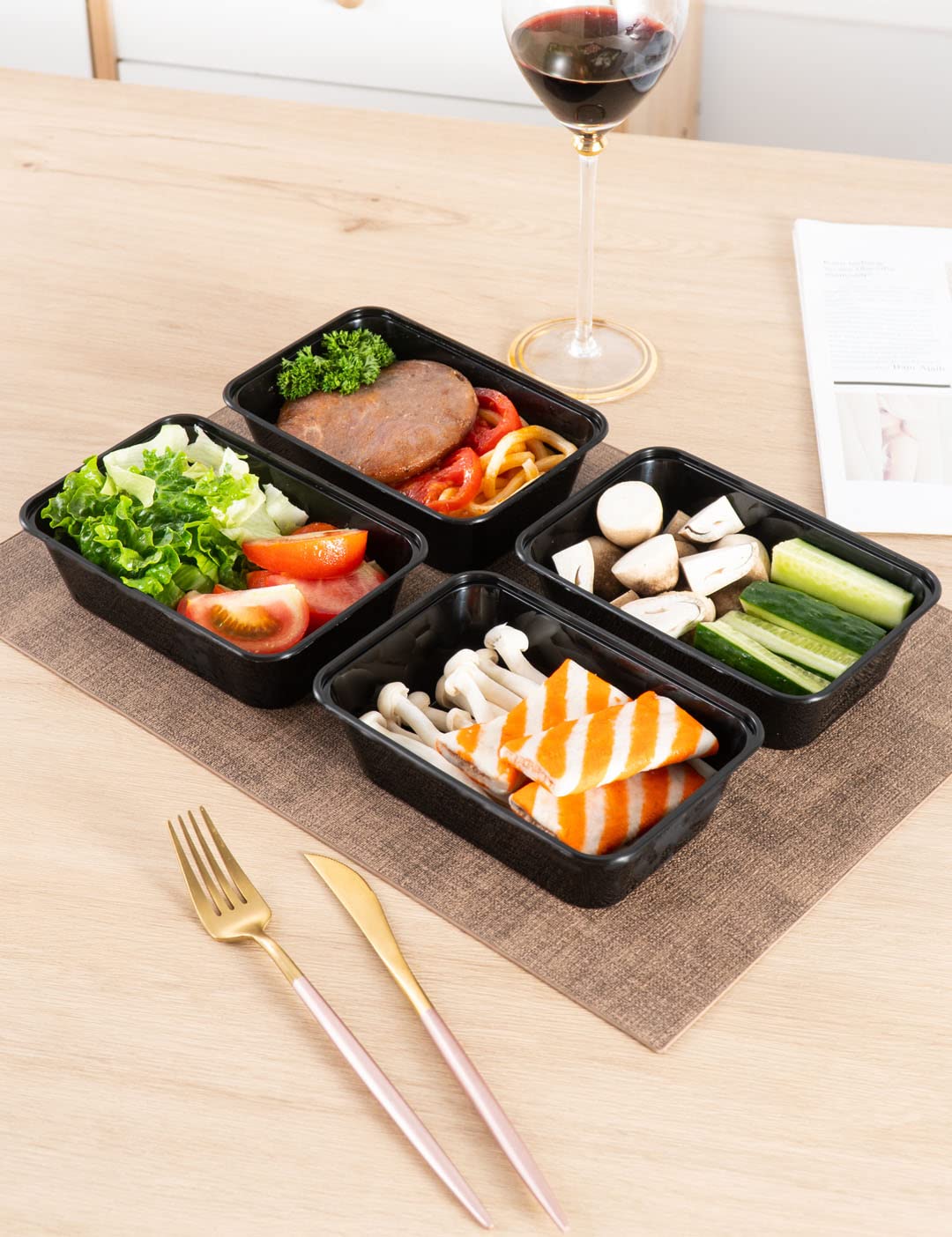 Hemind Meal Prep Container 24 oz[50 Pack ] Disposable Food Containers with Lids to go Containers for Food, Freezer & Microwave Safe BPA Free