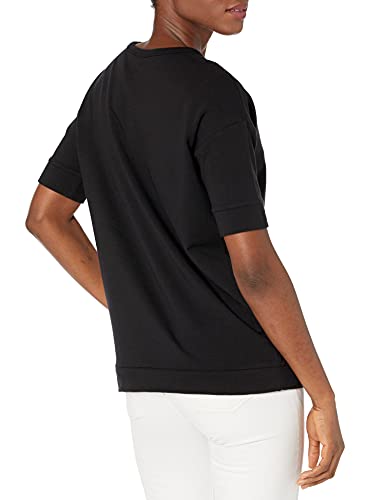 Daily Ritual Women's Terry Cotton and Modal Slouchy Short-Sleeve Sweatshirt, Black, Small