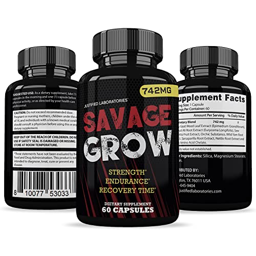 (2 Pack) Savage Grow 742MG All Natural Advanced Men's Health Formula 120 Capsules