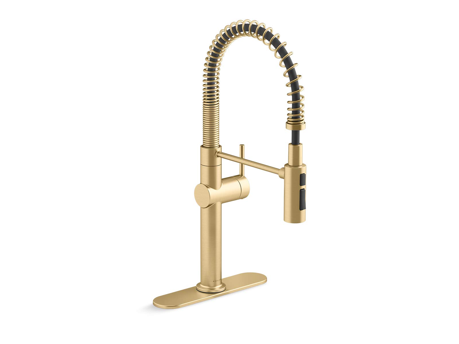 KOHLER 22973-2MB Crue High-Arc Kitchen Faucet with Pull Down Spring Spout, Professional Pre-Rinse Kitchen Faucet, Commercial Faucet, Vibrant Brushed Moderne Brass