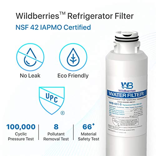 Wildberries DA29-00020B Samsung Refrigerator Water Filter Replacement for DA29-00020A/B, HAF-CIN/EXP, RF263BEAESR, DA97-08006A, RF28HFEDBSR, RF263TEAESG, RF4287HARS, RF28JBEDBSG, RS25J500DSR 3-Pack