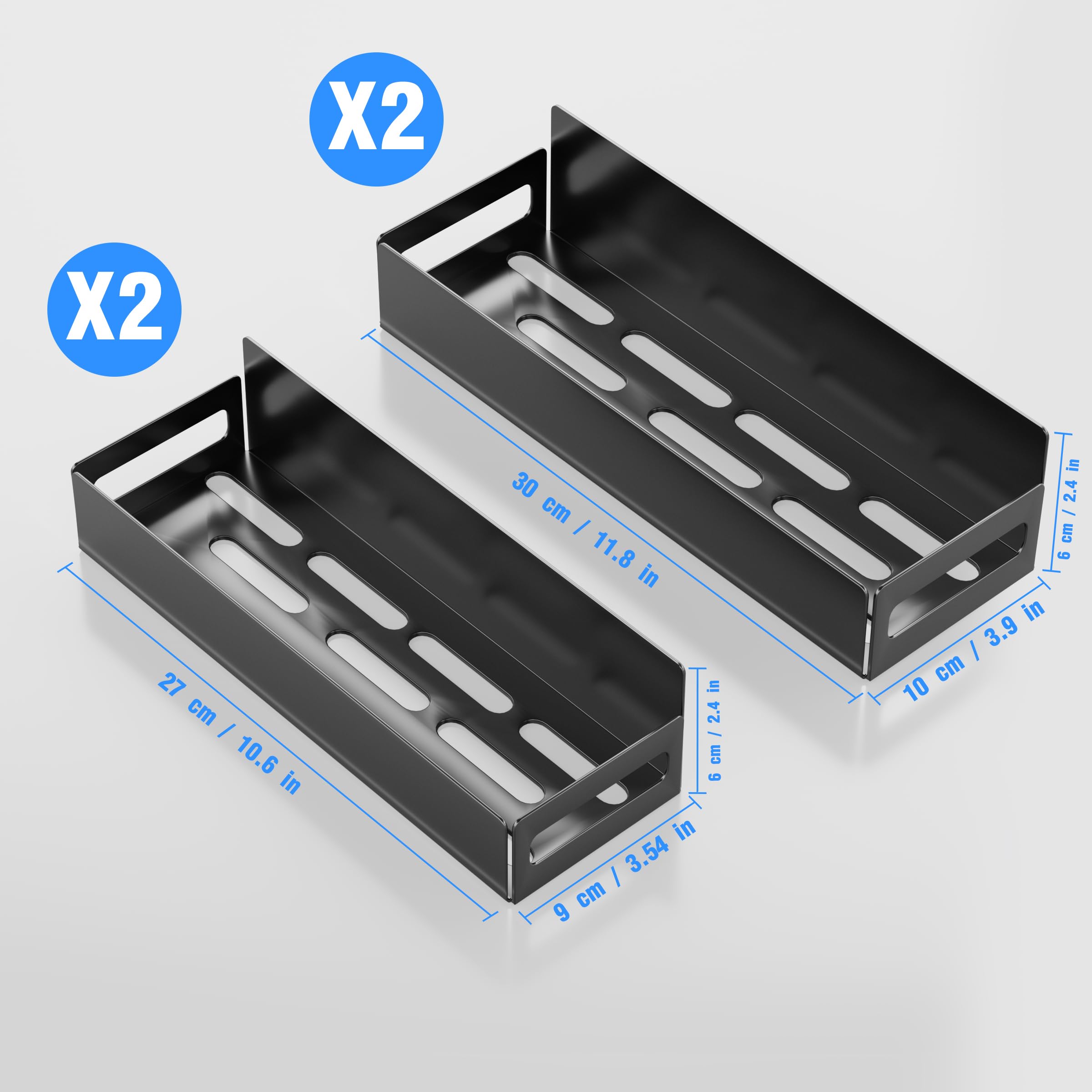 BIETCR Magnetic Spice Rack For Refrigerator , Metal magnetic fridge shelf,Strong magnetic shelves For Refrigerator and Microwave Oven(4 Pack,Black )