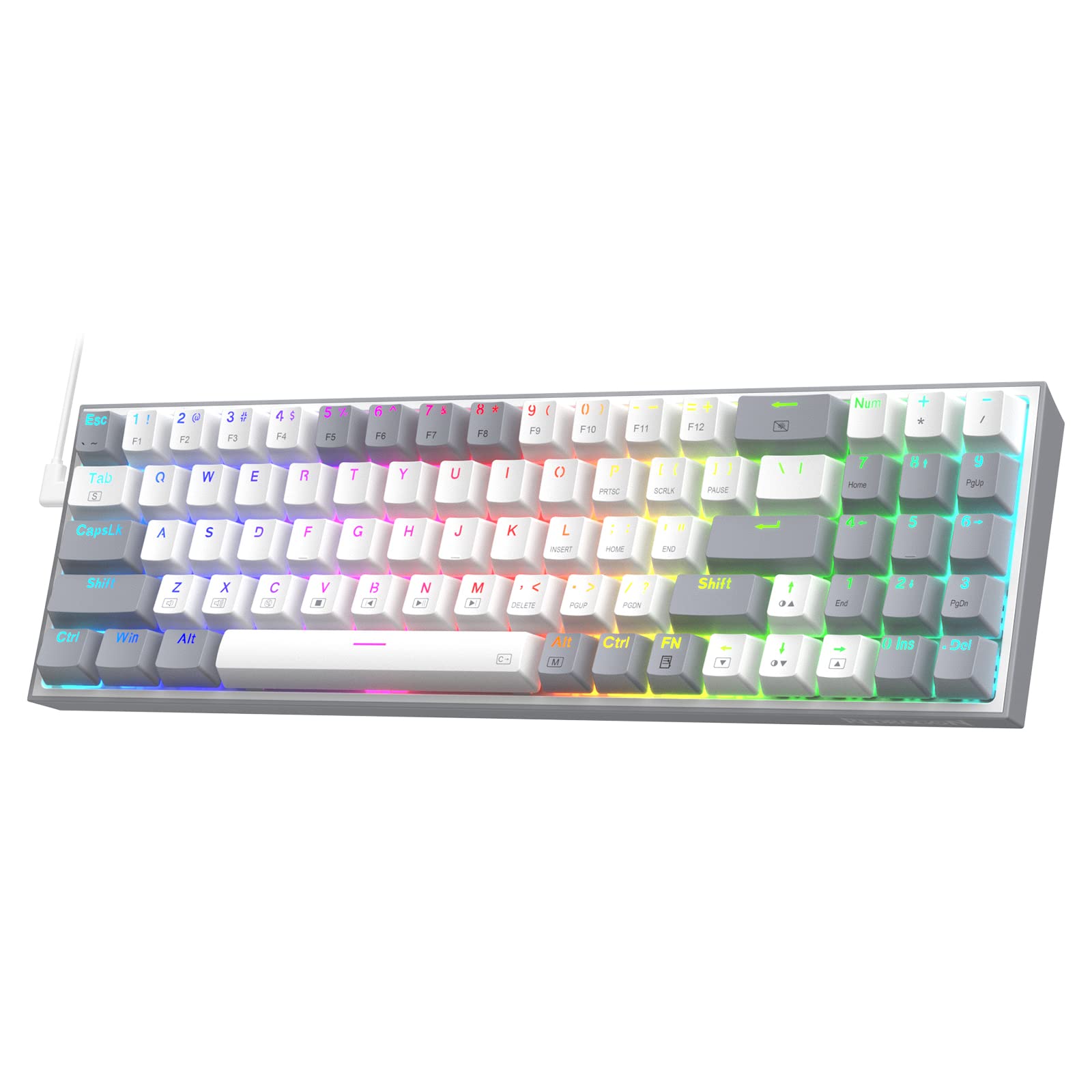 Redragon K628 Pollux 75% Wired RGB Gaming Keyboard, 78 Keys Compact Mechanical Keyboard w/100% Hot-Swap Socket, Free-Mod Plate Mounted PCB & Dedicated Arrow Keys, Quiet Red Switch