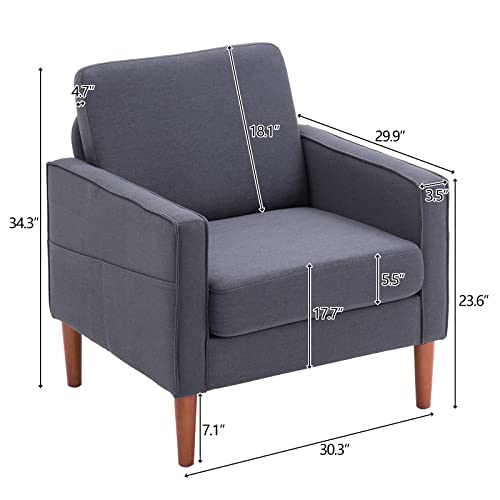 Gray Guest Chair, Office Reception Lobby Sofa Waiting Room Side Office Chair Linen Solid Wood Legs Reception Chairs for Waiting Room Office Home and Meeting Conference 31.5" L x 29.92" W x 33.46" H