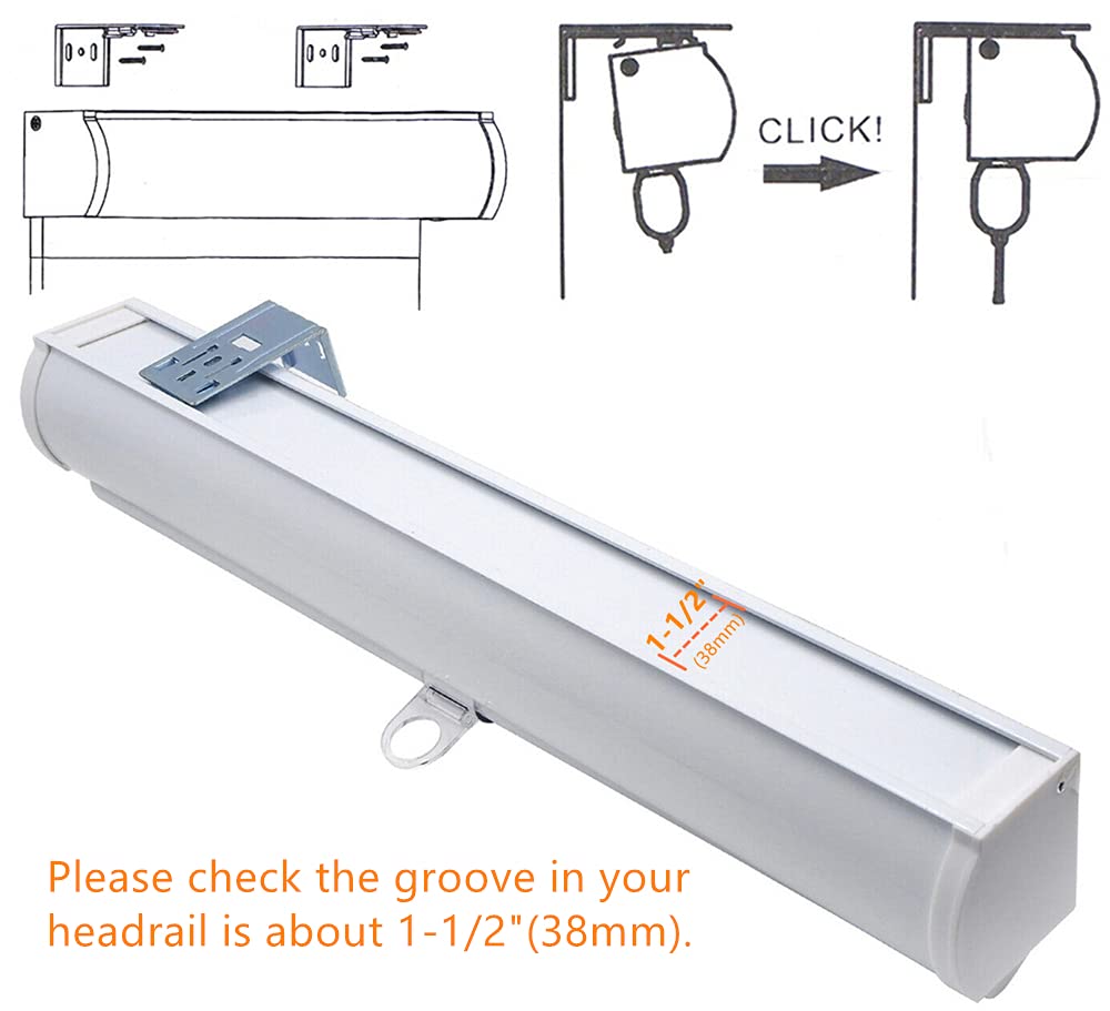 2pcs Mount Spring Bracket 2-11/16" Length Blind Headrail Holder Clips for Vertical Zebra Roman Curtain Roller Shade Shutter Blinds Track with a Pleat 1-1/2"(38mm) in Size Mounting on The Wall
