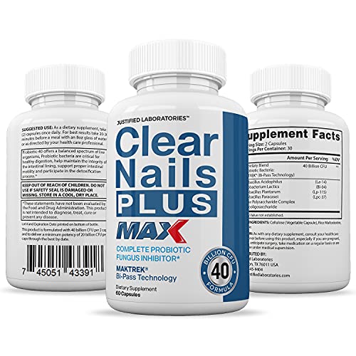 (3 Pack) Clear Nails Plus Max Pills 40 Billion CFU Probiotic Supports Strong Healthy Hair Skin Nails 180 Capsules