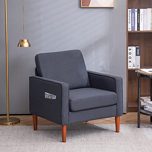 Gray Guest Chair, Office Reception Lobby Sofa Waiting Room Side Office Chair Linen Solid Wood Legs Reception Chairs for Waiting Room Office Home and Meeting Conference 31.5" L x 29.92" W x 33.46" H