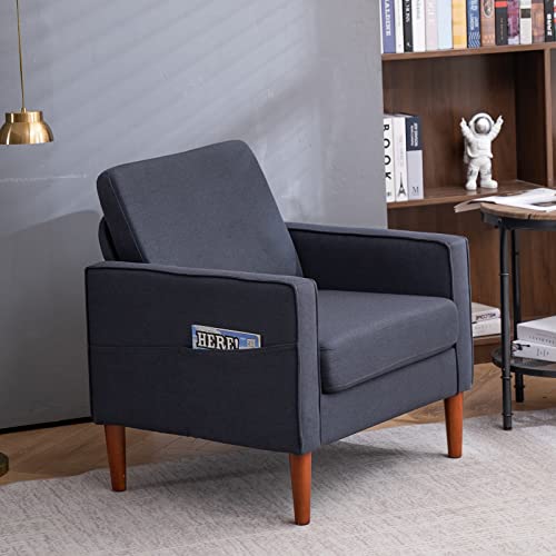 Gray Guest Chair, Office Reception Lobby Sofa Waiting Room Side Office Chair Linen Solid Wood Legs Reception Chairs for Waiting Room Office Home and Meeting Conference 31.5" L x 29.92" W x 33.46" H
