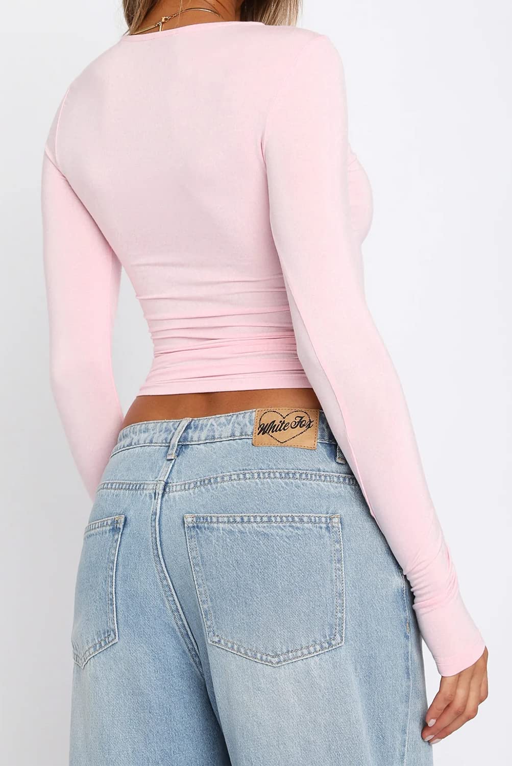 Women Long Sleeve Workout T-Shirt Y2k Basic Crewneck Fitted Tops Summer Clean Girl Aesthetic Yoga Clothes