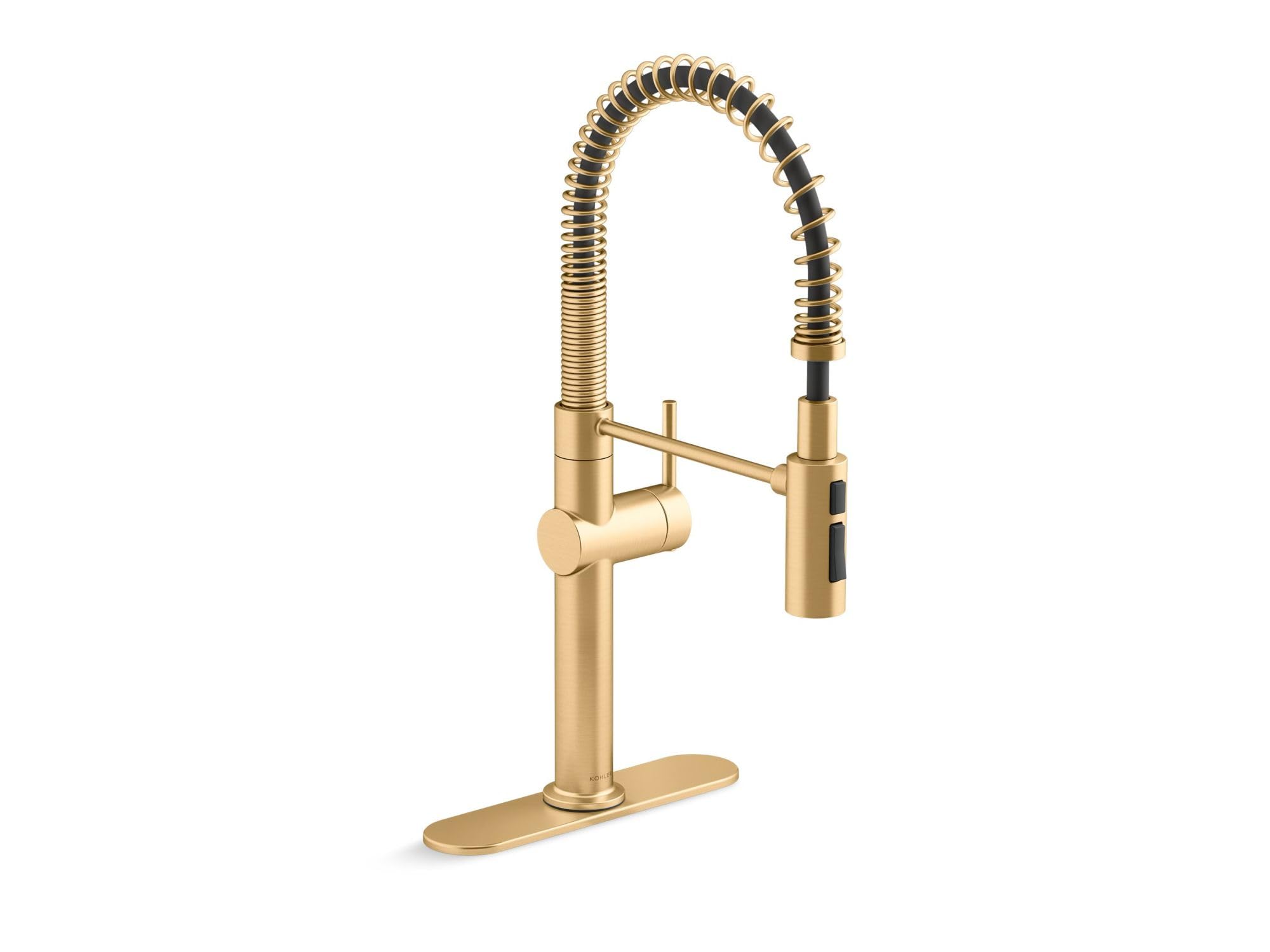KOHLER 22973-2MB Crue High-Arc Kitchen Faucet with Pull Down Spring Spout, Professional Pre-Rinse Kitchen Faucet, Commercial Faucet, Vibrant Brushed Moderne Brass