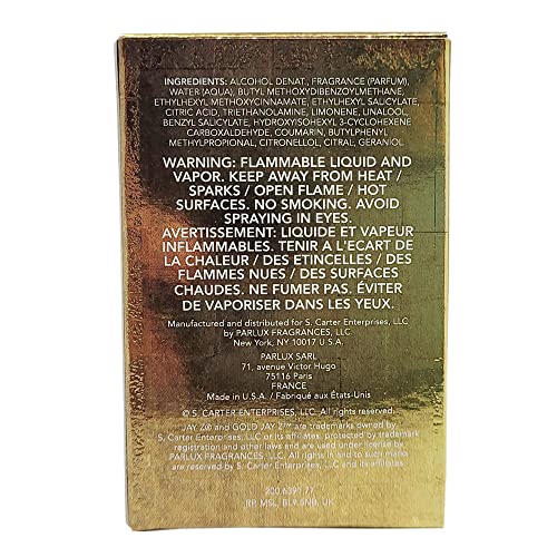 Jay-Z Gold Cologne EDT Spray for Men, Aromatic Fougere Fragnance, 0.5 Fl Oz