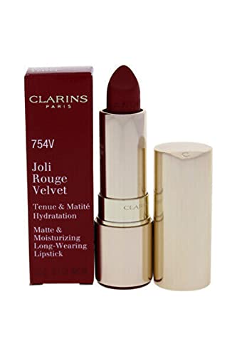 Clarins Joli Rouge Velvet Lipstick | Luminous, Matte Finish | Intense, Long-Lasting Color | Moisturizing | Organic Apricot Oil and Marsh Samphire Extract Deliver Skincare Benefits | 0.1 Ounces