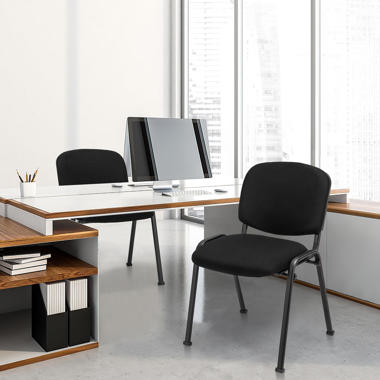COSTWAY Guest Reception Chairs Set of 10, Stackable Conference Chairs with Upholstered Seat & Ergonomic Back, Waiting Room Chairs for Office, Reception Room, Conference Room, Events